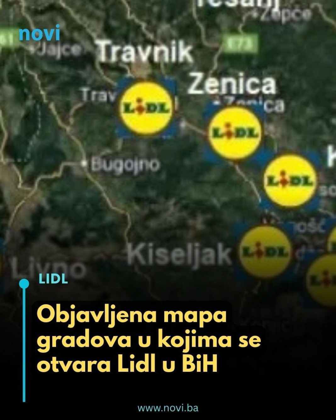 Objavljena mapa gradova u kojima se otvara Lidl u BiH
